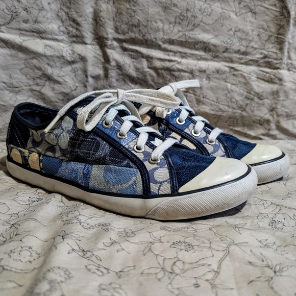 Coach | Shoes | Coach Barrett Designer Signature Blue White Trainer ...
